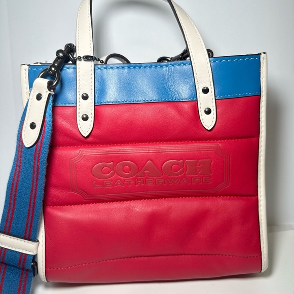 Coach | Bags | Coach Colorblock Leather Mini Tote Crossbody Bag Red ...